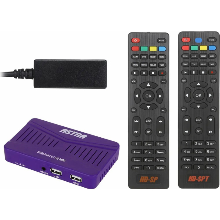 Astra Premium U1 HD MINI Receiver, 2 Remote Control - Purple