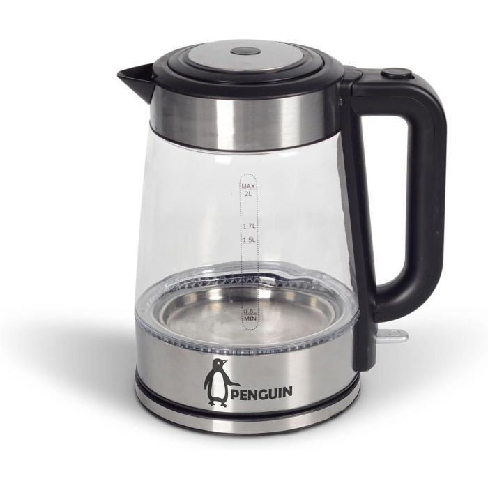 Penguin Glass Electric Kettle, 2 Liter, 2200 Watt, Black - PK-1000