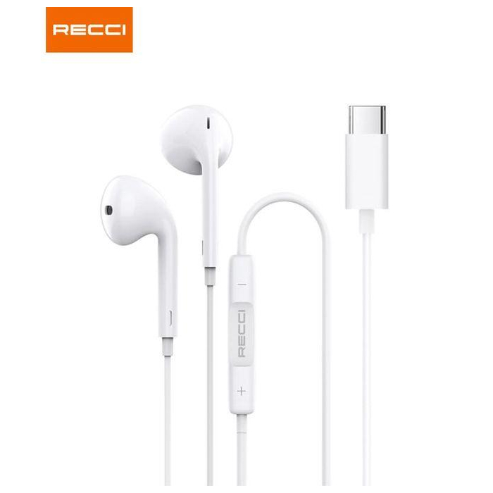 Recci REP-L27 HD Sound Wired Earphone (Type-C) - White