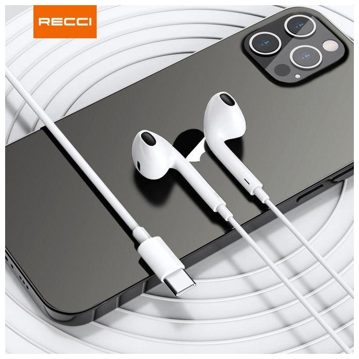 Recci REP-L27 HD Sound Wired Earphone (Type-C) - White