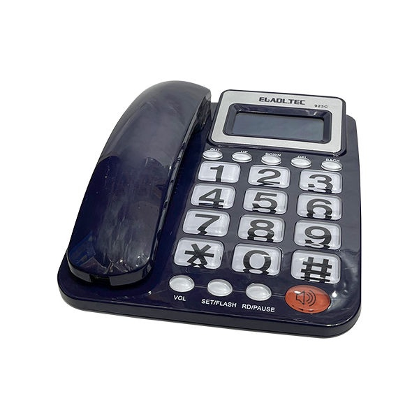 El Adl Tech 923C Corded Landline Phone, Digital Screen - Black